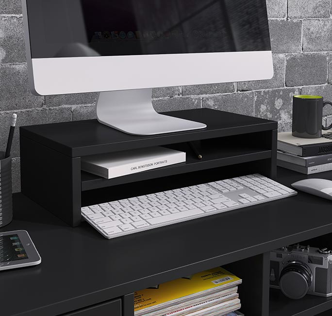 Suporte de Monitor Adelis cor preta brilhante 46x13cm